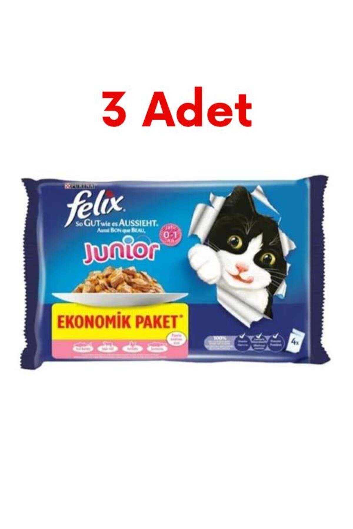 FELİX Felix Sığır ve Tavuk Etli Yavru Kedi Yaş Maması Multipack 3lü ...