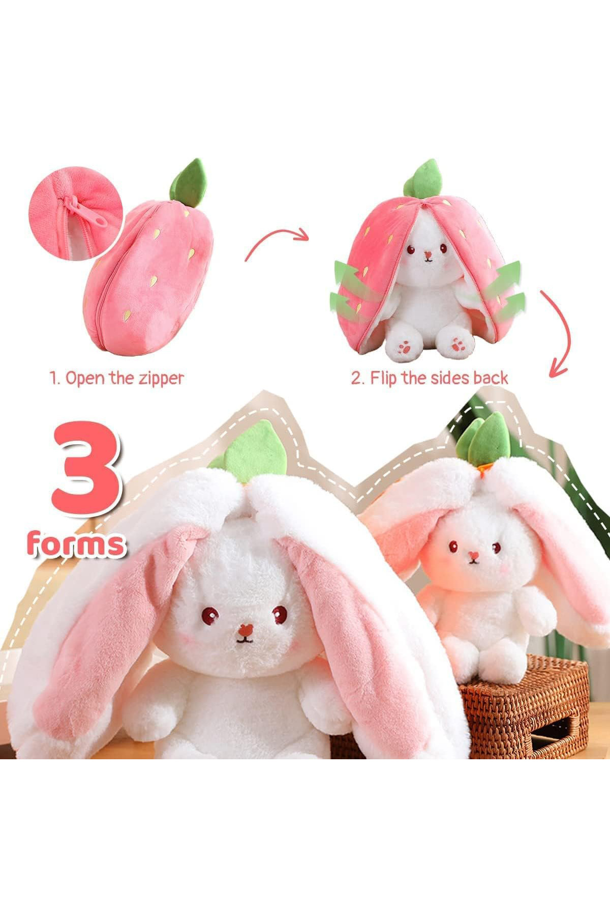 Pufu Toys 35 Cm Havuç Tavşan Peluş Oyuncak 2 Yüzlü Yastık Fiyatı ...